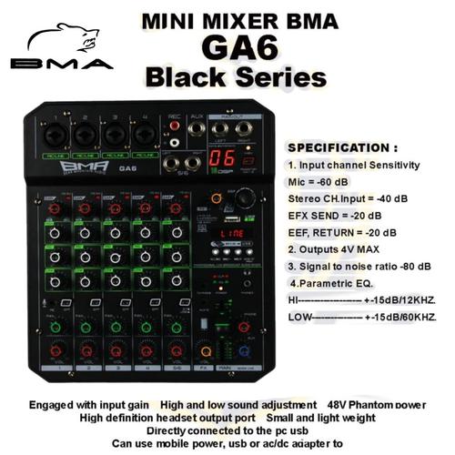 Jual Mixer 6 Channel Original BMA GA6 Black Series 48V Phantom Power - Jakarta Barat - Sinar ...