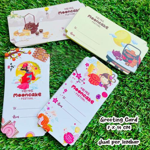 Jual kartu ucapan mooncake greeting card kue bulan tag mid autumn ...
