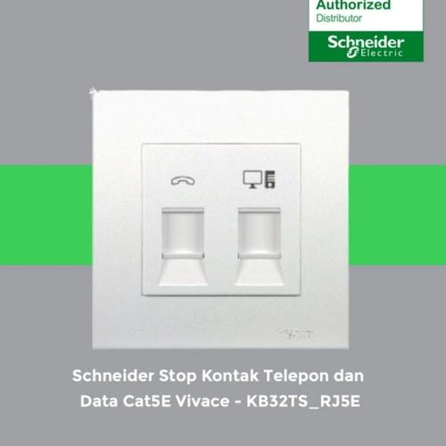 Jual Stop Kontak Telepon dan Data Outlet CAT5 / Cat5E Vivace Schneider ...