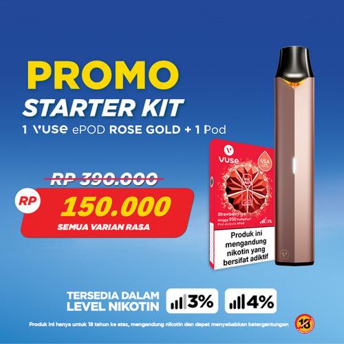 Promo Vape Starter Kit VUSE e Pod warna Rosegold (1 e Pod + 1 VUSE Pod ...