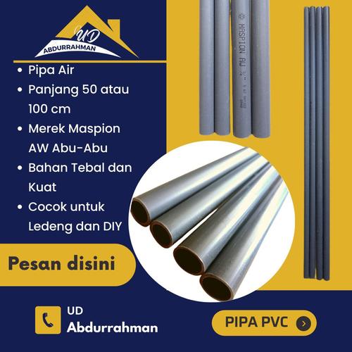 Jual Pipa Paralon PVC Maspion AW Abu-Abu 1/2, 3/4, 1 inch - 3/4 inch ...