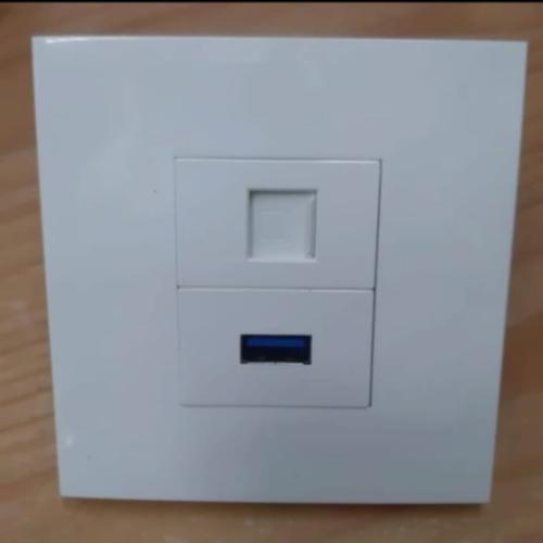 Jual STOP KONTAK FACEPLATE USB 3.0 DATA - LAN RJ45 CAT6 - Jakarta Pusat ...