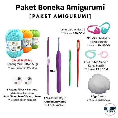 Jual Paket Crochet Merajut Boneka Amigurumi Bahan + Tools - 1 Gulung ...