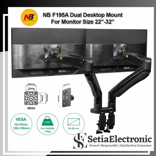 Jual Bracket Dual Arm Monitor 22 - 32 Inch, Ultra Wide Desk Mount NB ...