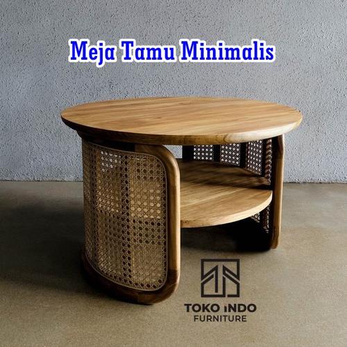 Jual Meja Tamu Bundar Bulat Minimalis Kayu Jati, Meja Tamu Simple ...
