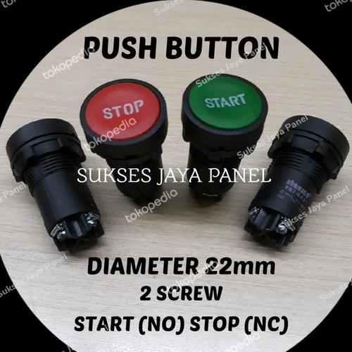 Jual push button 22mm start + stop (2 varian warna) merah dan hijau ...