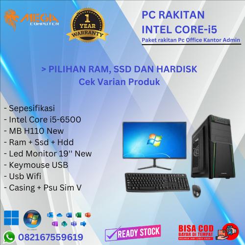 Promo Paket Lengkap PC Rakitan Core i5-6500, (Ram Ssd Hdd Cek Varian Produk) - 4GB, HDD 500GB ...