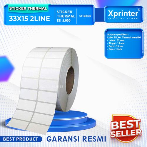 Jual Label Barcode Sticker Thermal 33x15MM 2Line isi 5.000 Core 1 inch ...