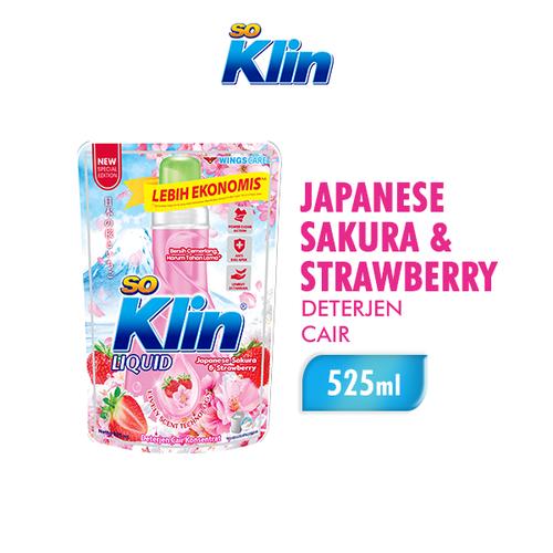 Promo Soklin Deterjen Cair Sakura Strawberry 525 ml - - Wings Official Store | Tokopedia
