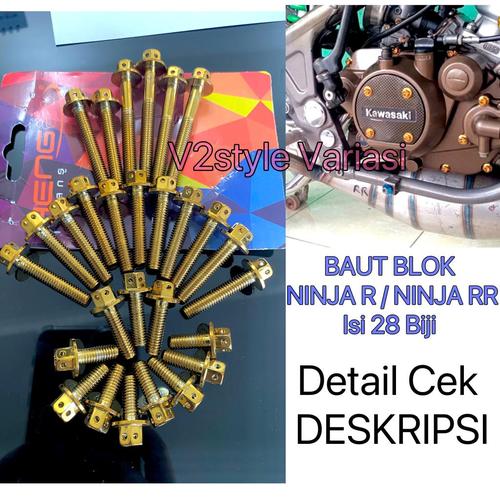Jual BAUT PROBOLT BAK MESIN NINJA R RR ISI 28 GOLD FLOWER BAUT BLOK CVT ORI - BENING NINJA RR ...