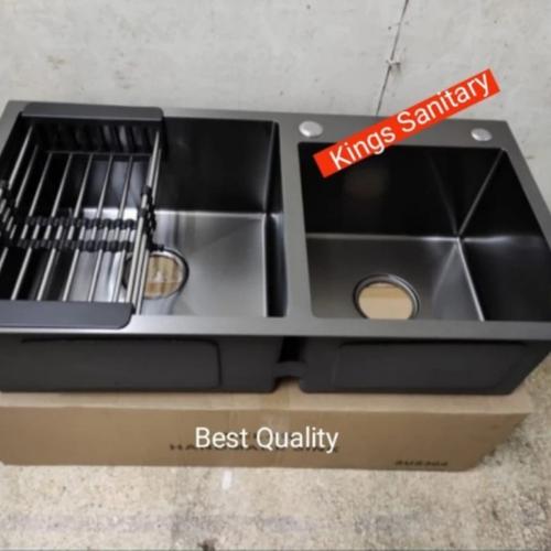 Jual Kitchen sink hitam 2 lobang komplit set/Wastafel cuci piring ...