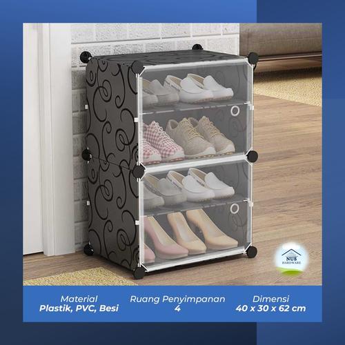 Jual Rak Tempat Penyimpanan Sepatu Sendal 4 Susun Shoe Shelf Cabinet ...