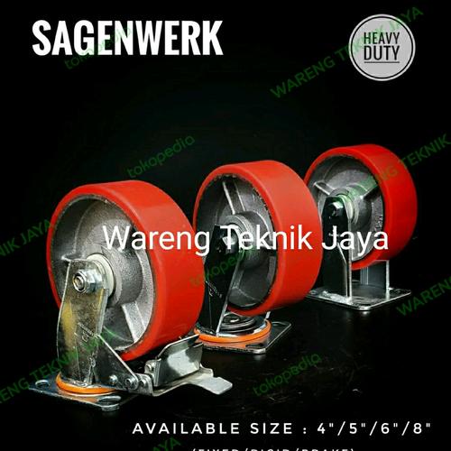 Jual RODA TROLI 4 INCH PU HEAVY DUTY SAGENWREK RODA CASTER RODA TROLY ...