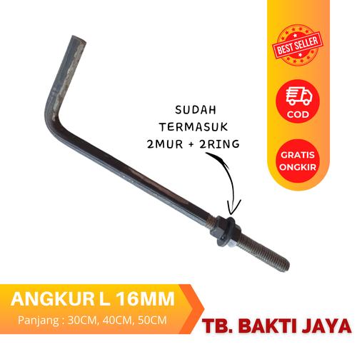 Jual ANGKUR L BESI BETON M16X30CM | 40CM | 50CM 2MUR+2RING TERMURAH ...