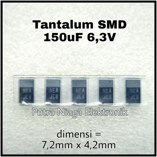 Jual Kapasitor SMD 150uF 6,3V Tantalum Capacitor 157 elco 150 uF Code ...