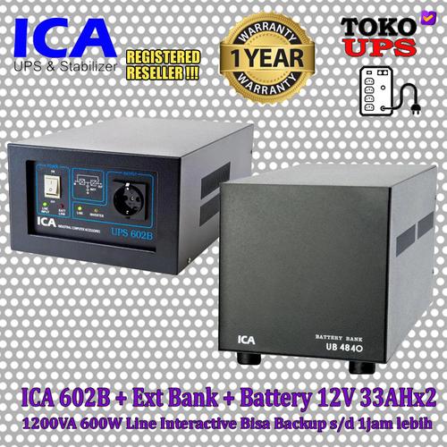 Promo UPS ICA 602B 1200VA 600 Watt +Ext.Bank+Batt.12V 33AH x 2 Bisa 1 ...