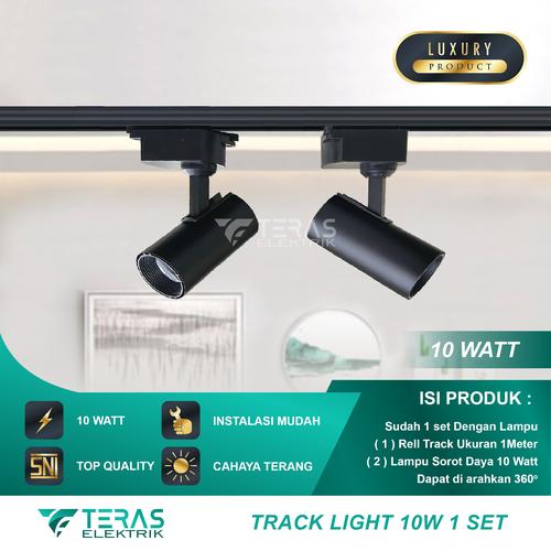 Jual lampu sorot track light 1 set isi 2 10w track light led 10 watt ...