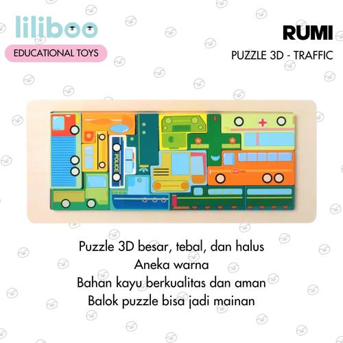 Promo LILIBOO RUMI Mainan Edukasi Anak Montessori Puzzle Balok Kayu 3D ...
