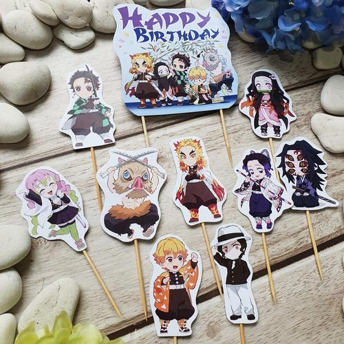 Jual Demon Slayer Chibi Birthday Cake Topper Cupcake Pudding Hiasan Kue ...