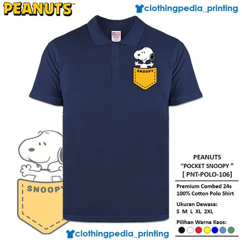 Jual Kaos Polo Peanuts Snoopy Pocket Print Saku Cute Polo T-Shirt ...