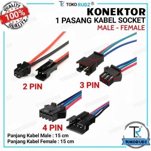 Promo Konektor Kabel Soket DC LED SM Socket Male Female 2 3 4 Pin 1 ...