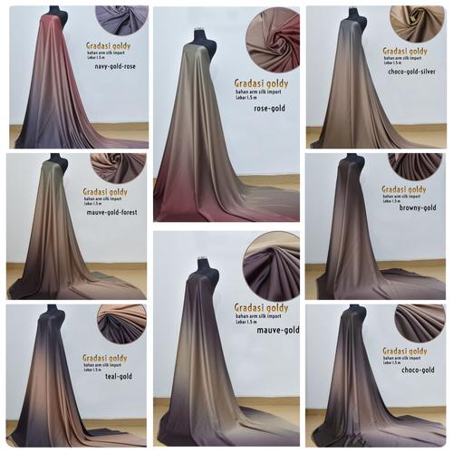 Jual Bahan Kain Meteran Gradasi Warna Gold - Navy-Gold-Rose, 0,5 meter ...