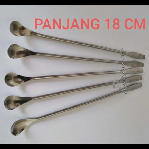 Jual SENDOK SPATULA STAINLESS 18 CM LABORATORIUM SPATEL SPOON 18CM LAB ...