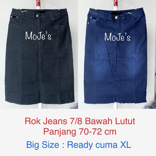 Jual Rok Jeans 7/8 JUMBO XL-5L Rok Jeans 7per8 Bawah Lutut Ukuran Besar ...