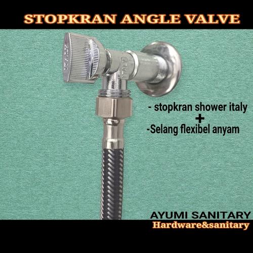 Jual stopkran closet duduk Italy+selang flexibel anyam drat 1/2 ...