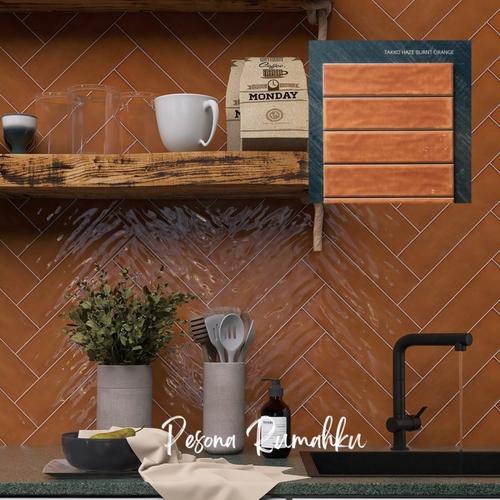 Jual Takko Haze Burnt Orange Glossy 7,5x30cm - Backsplash Tile ...
