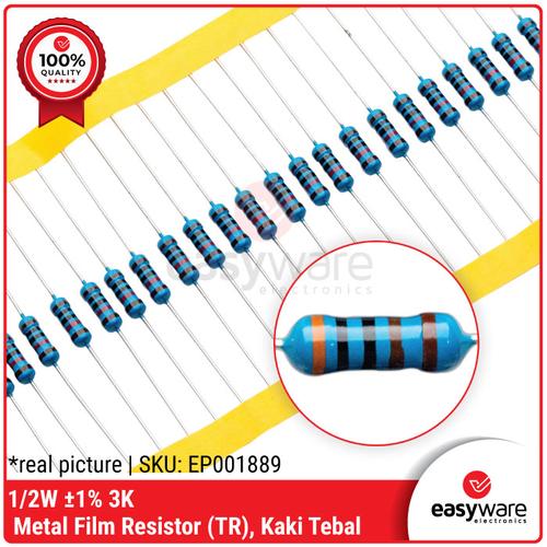 Jual RESISTOR 3K OHM 0.5WATT RESISTOR TAIWAN KAKI TEBAL 3K 1/2W 0.5W ...