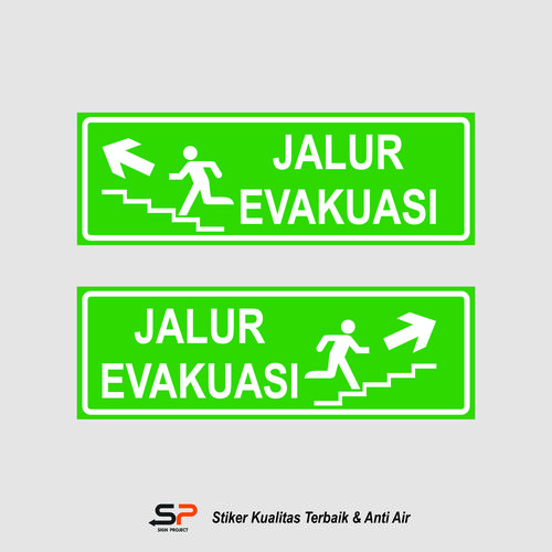 Jual Stiker Sign K3 Jalur Evakuasi Tangga Atas Panah Kiri/Kanan - Kanan ...