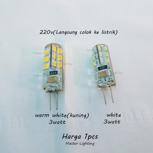 Jual Lampu halogen Kacang LED 3W 220V / 12V G4 Kaki tusuk warm white ...