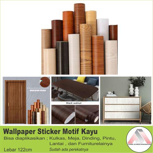 Jual Wallpaper Walpaper Sticker Stiker PVC Motif Kayu Pelapis Furniture ...