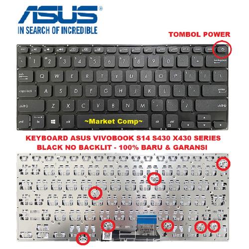Jual Keyboard Laptop Asus VivoBook S14 S430 X430 Hitam Silver Black ...