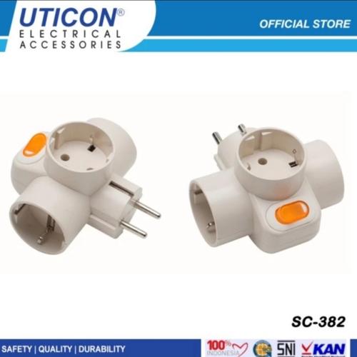 Jual steker T arde+saklar lampu UTICON S-382/UTICON SC-38 colokan ...