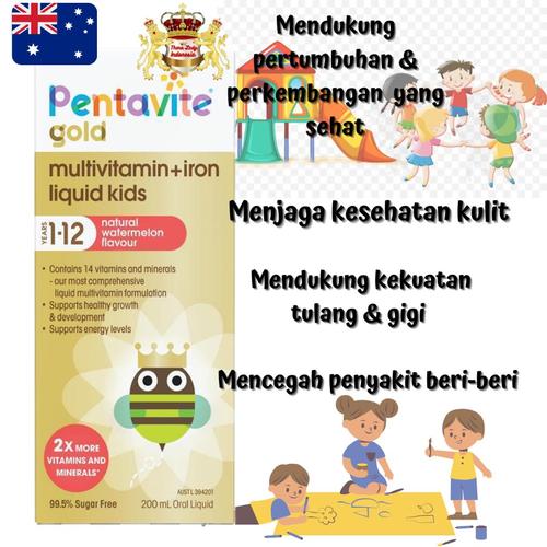 Jual pentavite gold multivitamin + iron liquid for kids 200ml - Kota ...