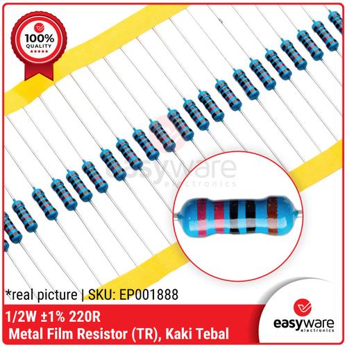 Jual RESISTOR 220R OHM 0.5WATT RESISTOR TAIWAN KAKI TEBAL 220R 1/2W 0 ...