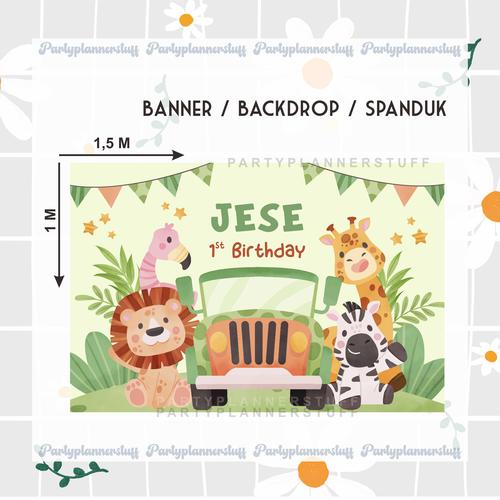Jual Banner spanduk tema safari zoo banner ulang tahun anak tema hutan ...