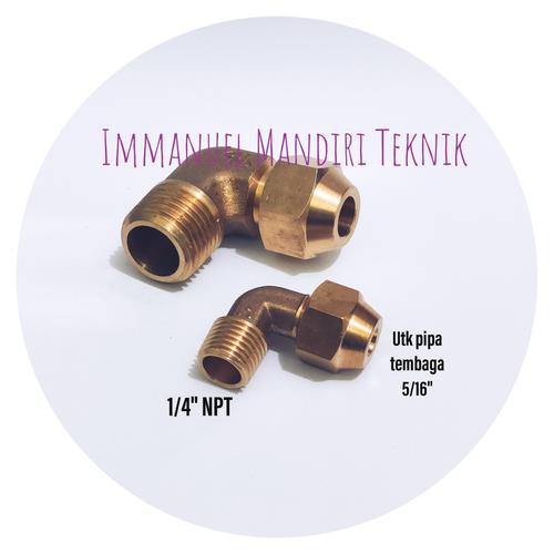 Jual Male connector elbow NPT 1/4 x 5/16 / Nepel pipa tembaga elbow ...