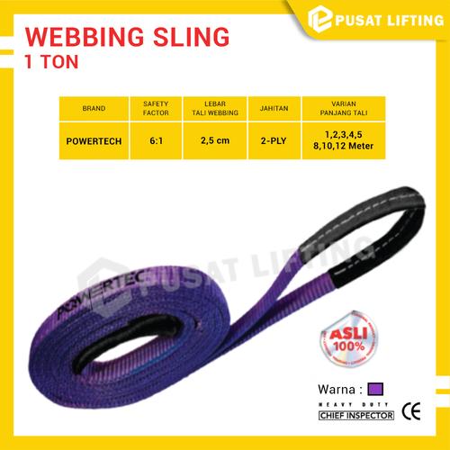 Jual Webbing Sling 1 Ton 1 Meter POWERTEC Sling Belt Double Ply ...