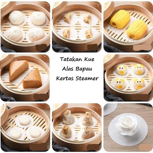 Promo Kertas Dimsum Alas Bakpao Bulat Kotak Tatakan Kue Steamer Roti ...