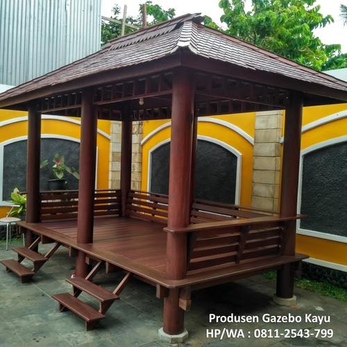 Jual Gazebo Kayu Minimalis Ukuran Besar 4x2 M - Gasebo Kelapa Taman ...