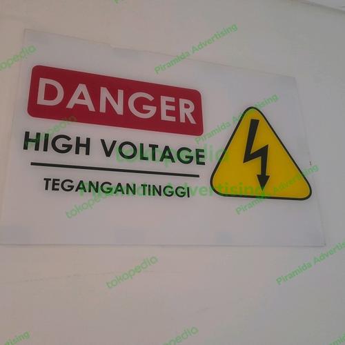 Jual danger high voltage sign board tegangan listrik awas warning 5mm ...
