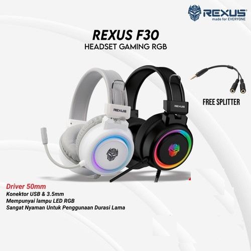 Jual Headset Gaming RGB Rexus F30 with USB FREE Splitter Audio - Hitam ...