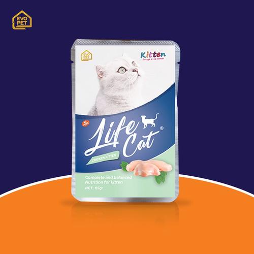 Jual makanan kucing life cat sachet 85 gram chicken kitten 12 sachet ...