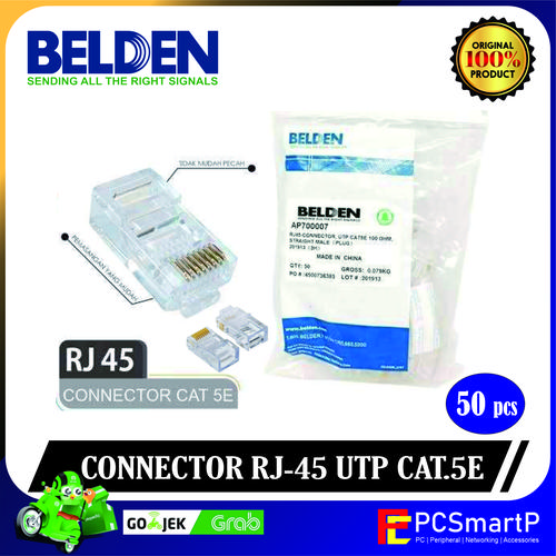 Jual Connector RJ45 Cat.5E Belden Ori 1 pack isi 50pcs/Konektor RJ45 ...