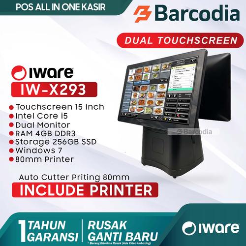 Promo Mesin kasir PC POS All in One Dual Monitor i5 Touchscreen Iware X293 - WINDOWS Cicil 0% 3x ...