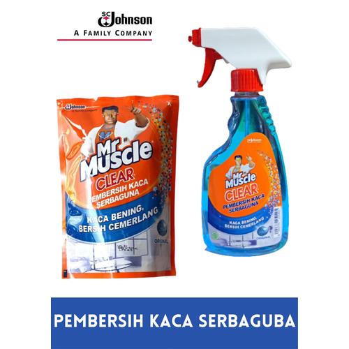 Jual MR MUSCLE CLEAR Glass Cleaner - Pembersih Kaca Botol Spray/Refil ...