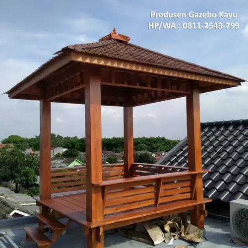 Jual Gazebo Kayu Jati Minimalis Ukuran 2x2 M - Gasebo Taman Rumah - Kab ...